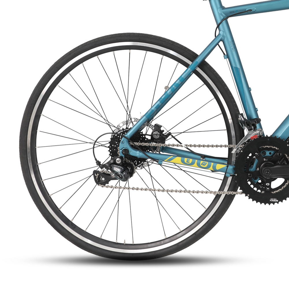Cyan matte texture road bike for competition