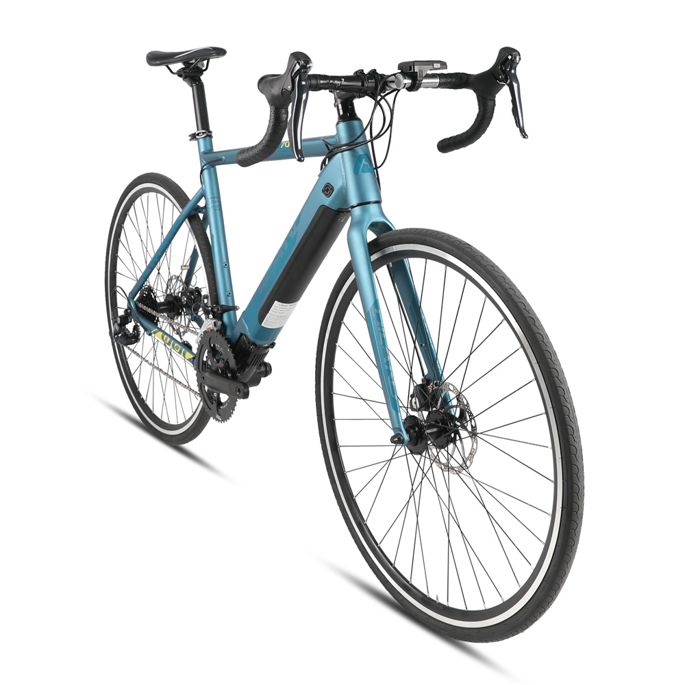 Cyan matte texture road bike for competition