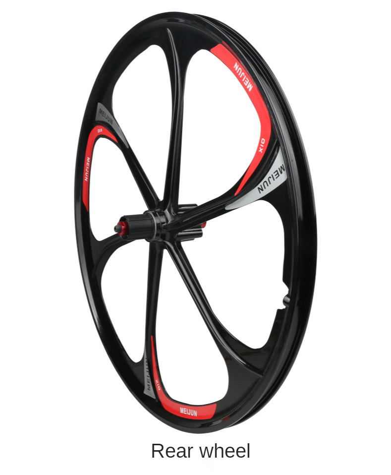 Six-spoke integrated bicycle wheel